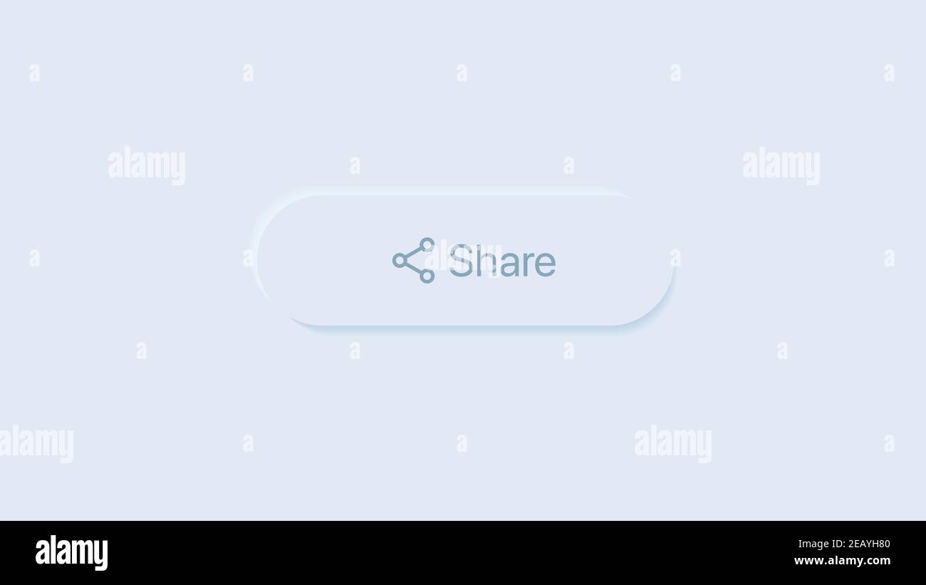 Share button template in neumorphism style. Vector illustration on white background. Vector ...