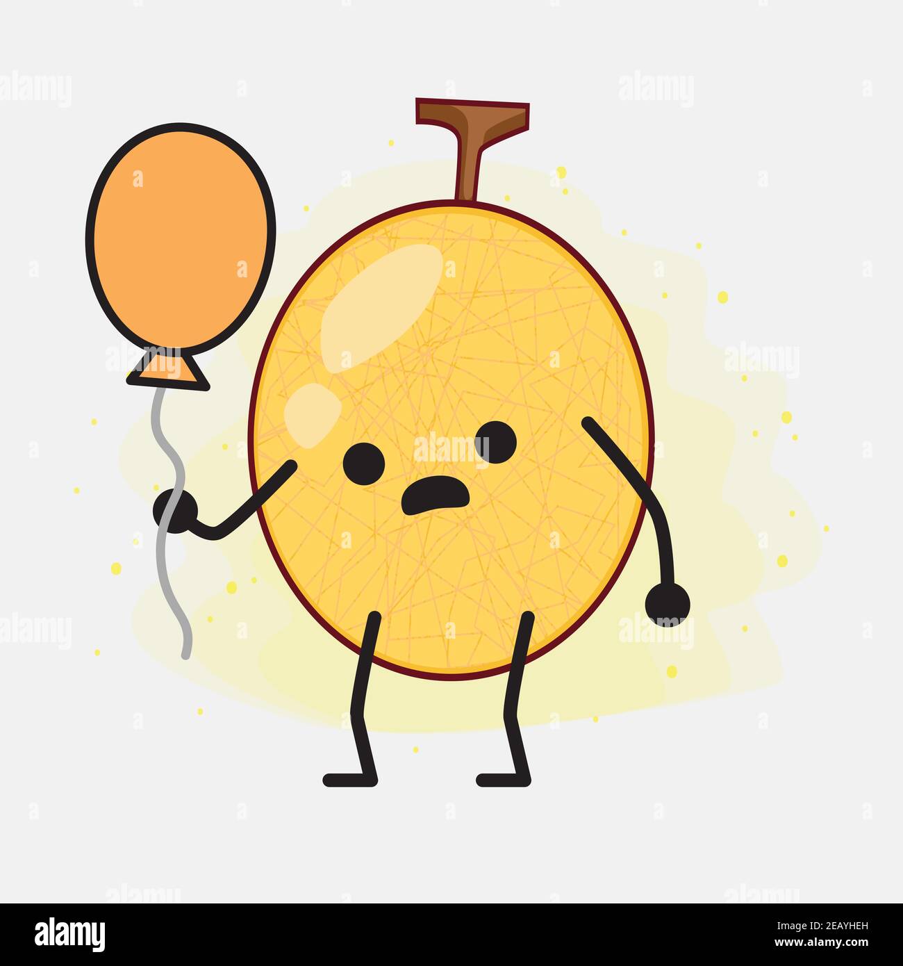 Vector Illustration of Yellow Honeydew Melon Character with cute face ...