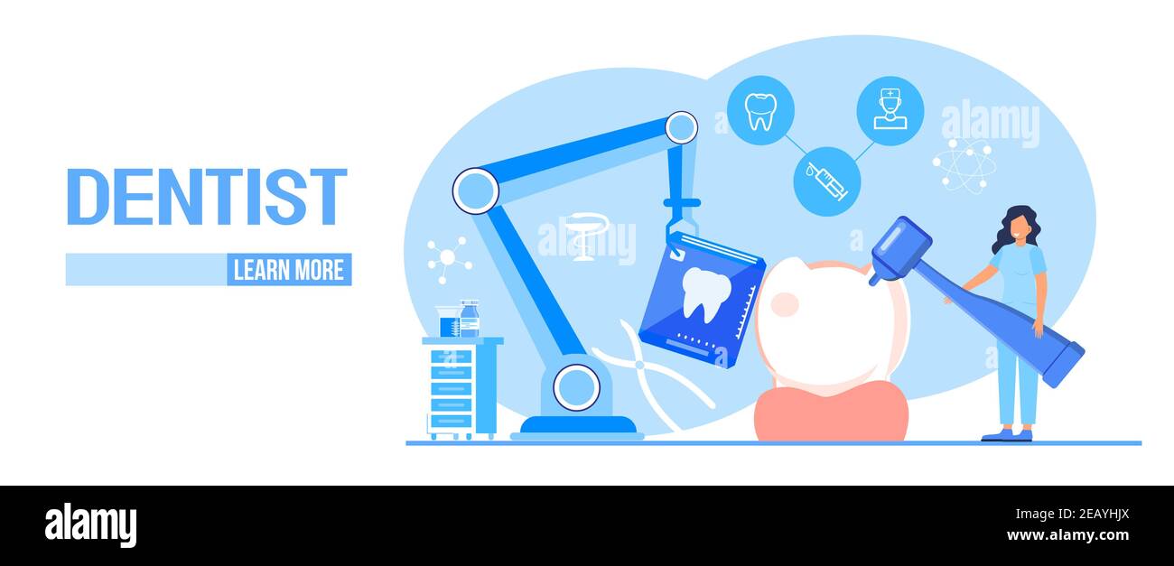 Dental services vector concept for landing page. Dentists make x-ray ...