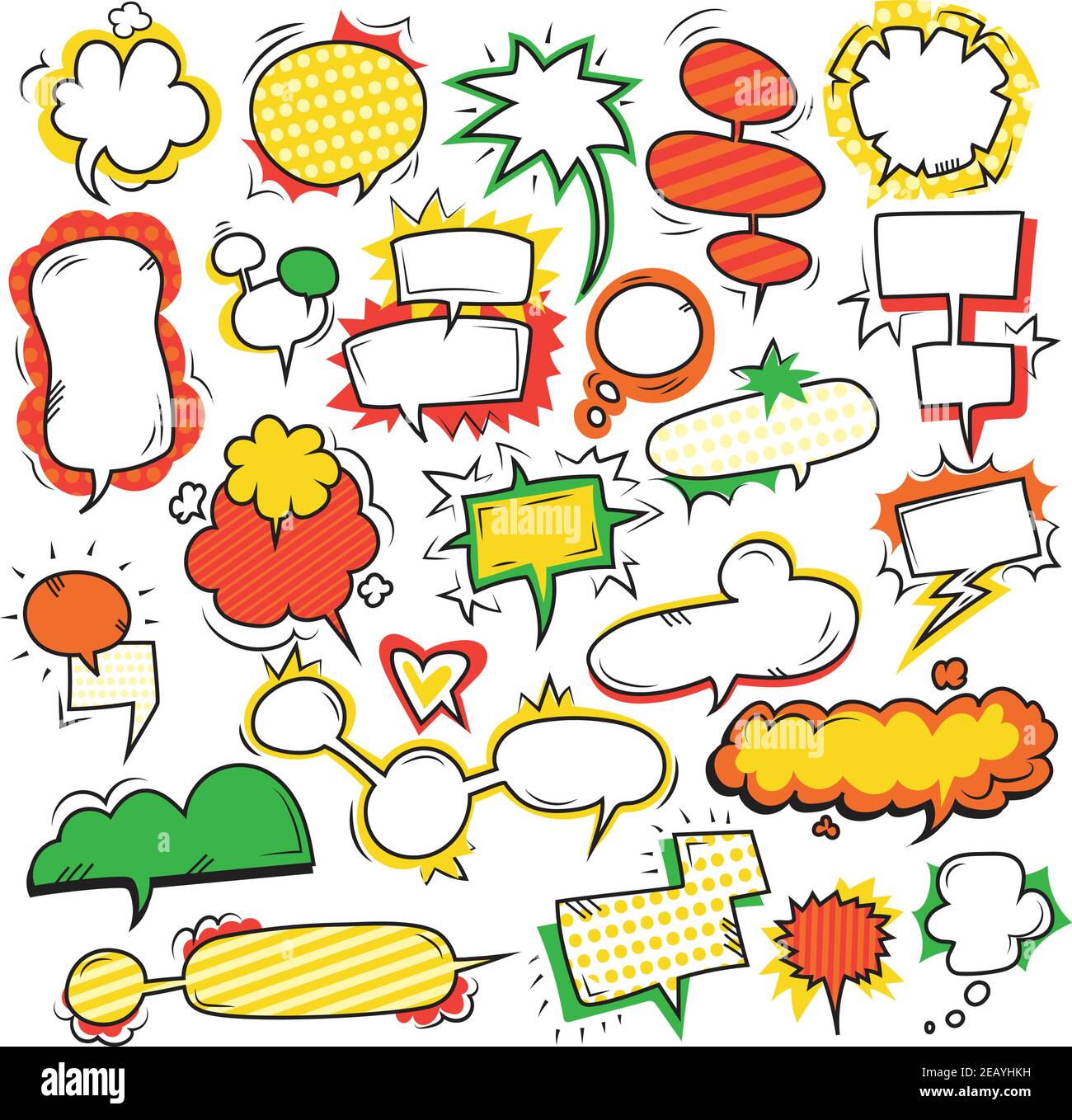 Blank comic speech bubbles set flat isolated vector illustration Stock ...