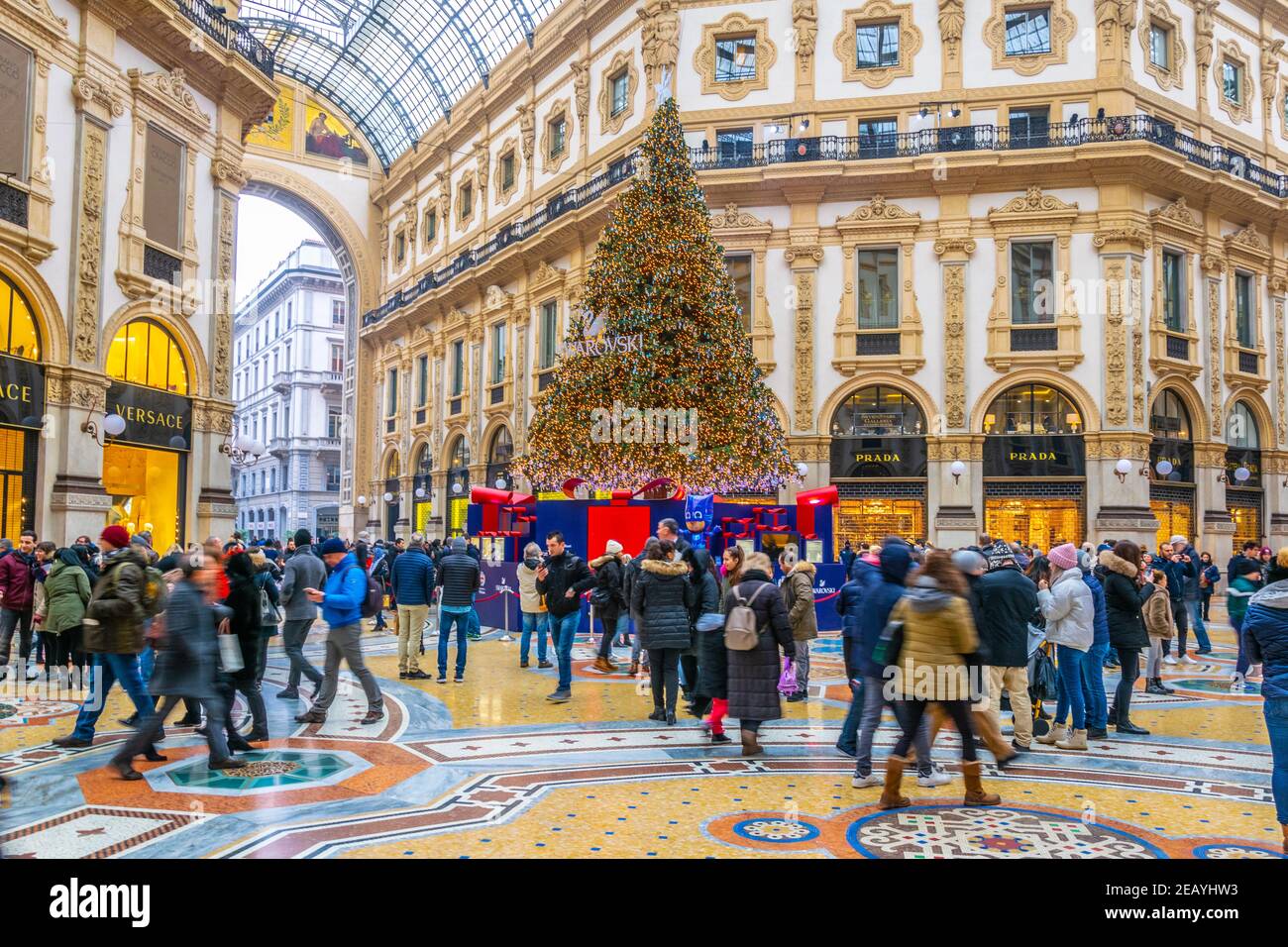 MILANO, ITALY, JANUARY 2, 2018: People are pssing through Galleria ...