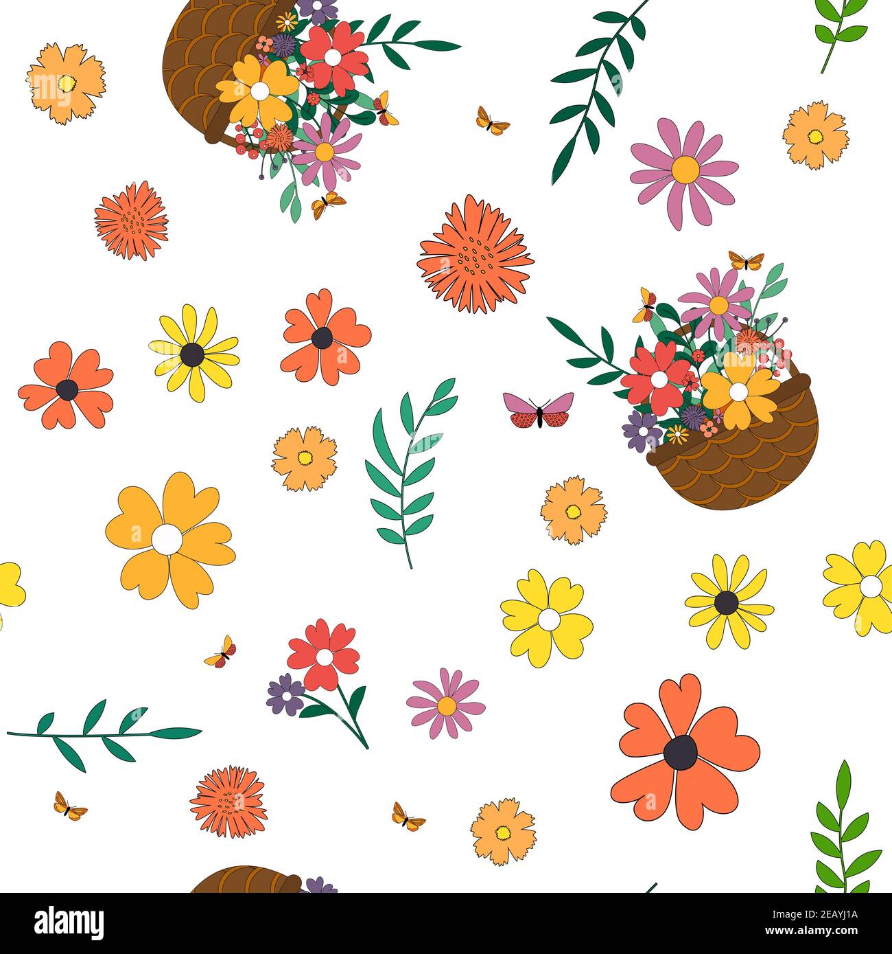 Seamless Pattern Background with Simple Flower Design Elements. Vector ...
