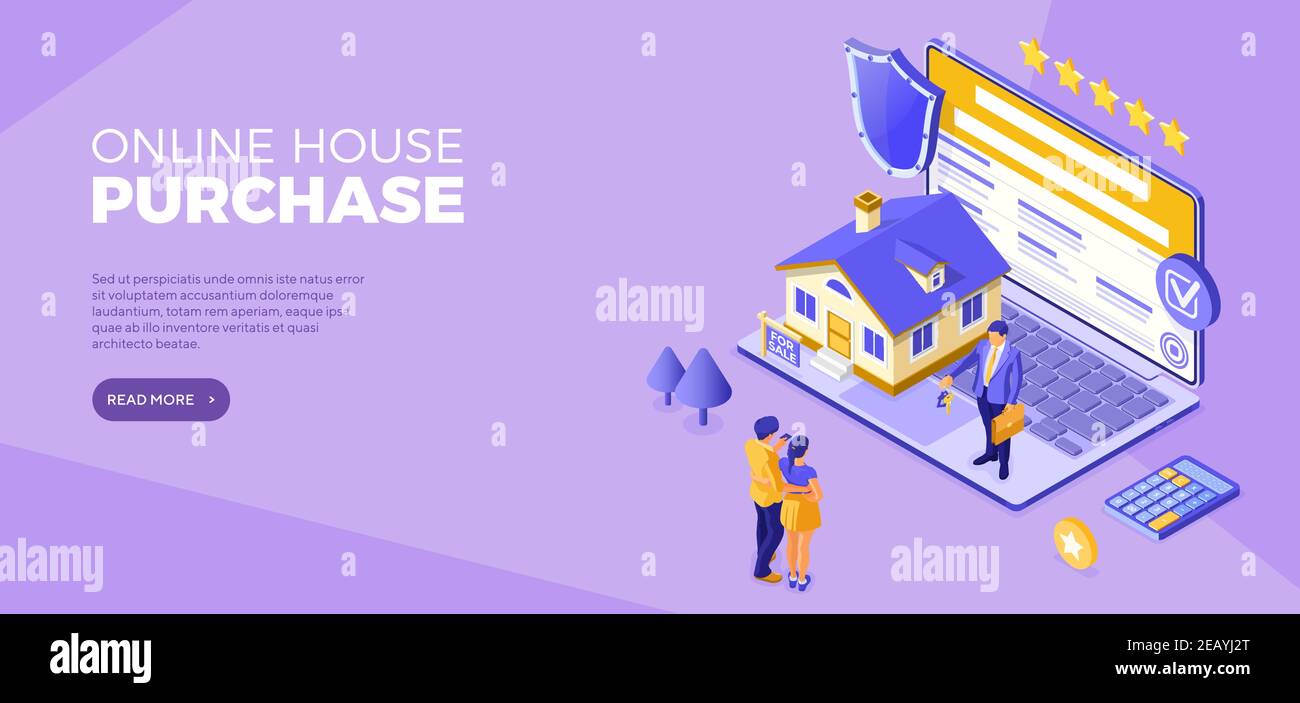 Online technology sale buy purchase house isometric Stock Vector Image ...
