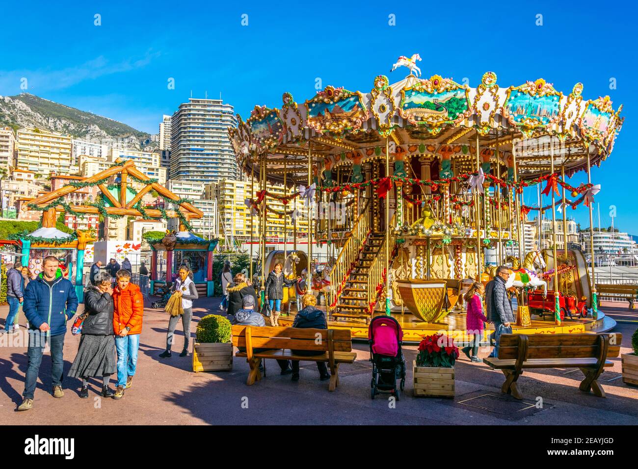 MONACO, MONACO, DECEMBER 29, 2017: People are strolling through a ...