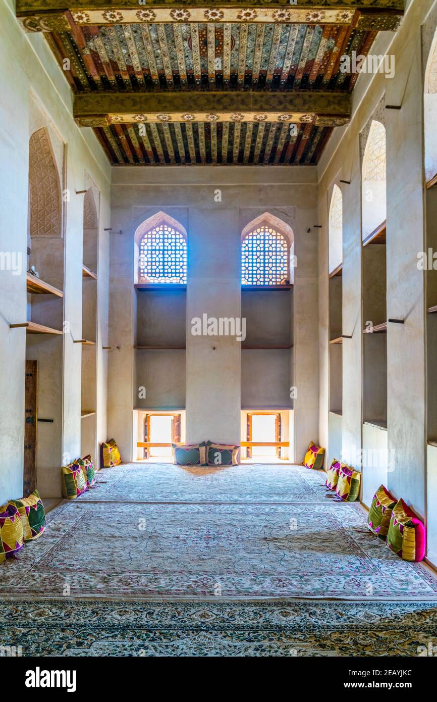 JABREEN, OMAN, OCTOBER 31, 2016: Interior of the Jabreen Fort in Oman ...