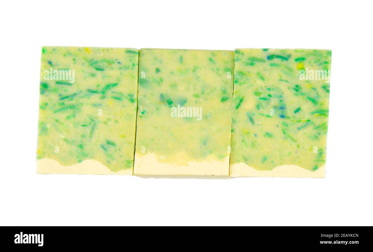 Fragrant organic multi-colored soap on a white background Stock Photo ...