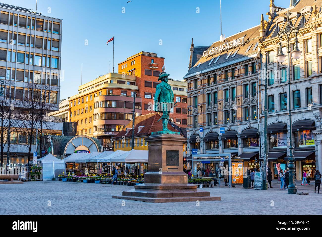 OSLO, NORWAY, APRIL 15, 2019: Stortorvet square with Christian IV ...