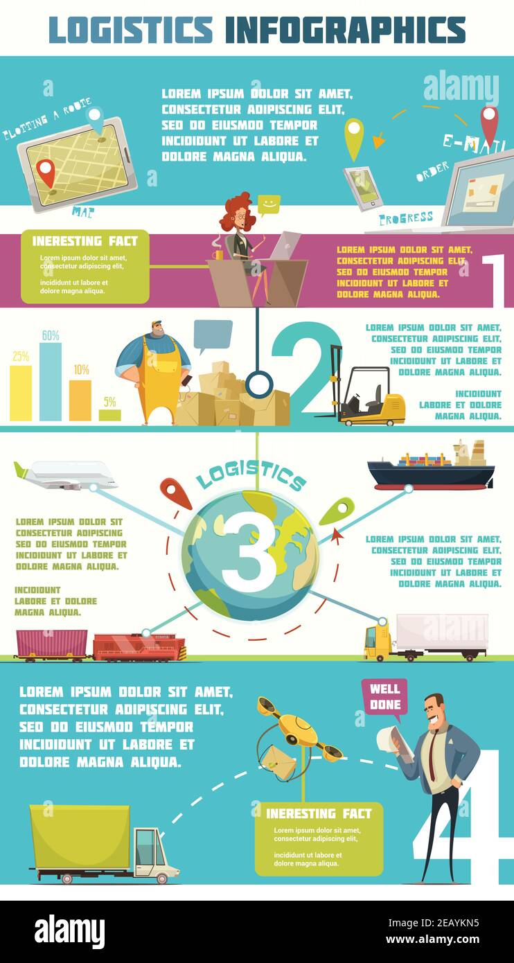 Logistics infographic set with cargo and warehouse symbols cartoon ...