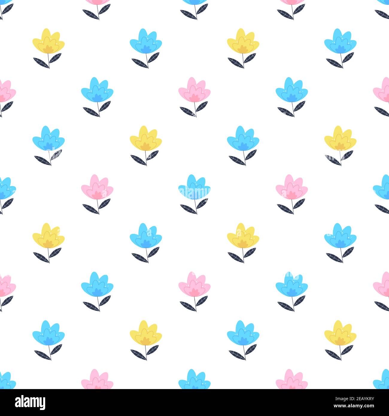 Summer Flower Seamless Pattern Background Vector Illustration Stock ...