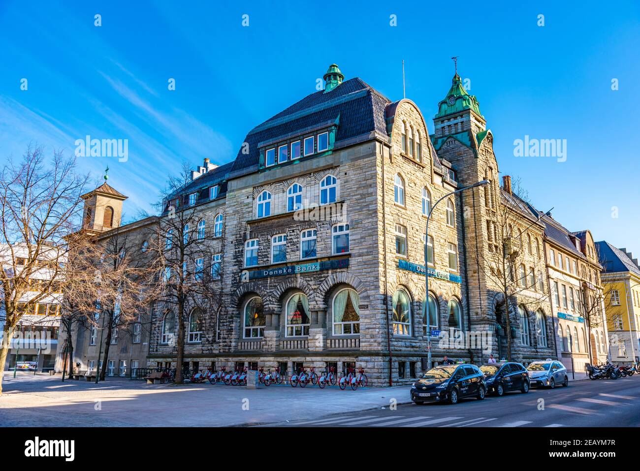 TRONDHEIM, NORWAY, APRIL 15, 2019: Traffic on a street in Trondheim ...