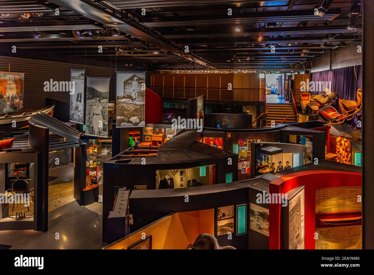 TRONDHEIM, NORWAY, APRIL 17, 2019: Interior of exhibition hall inside ...