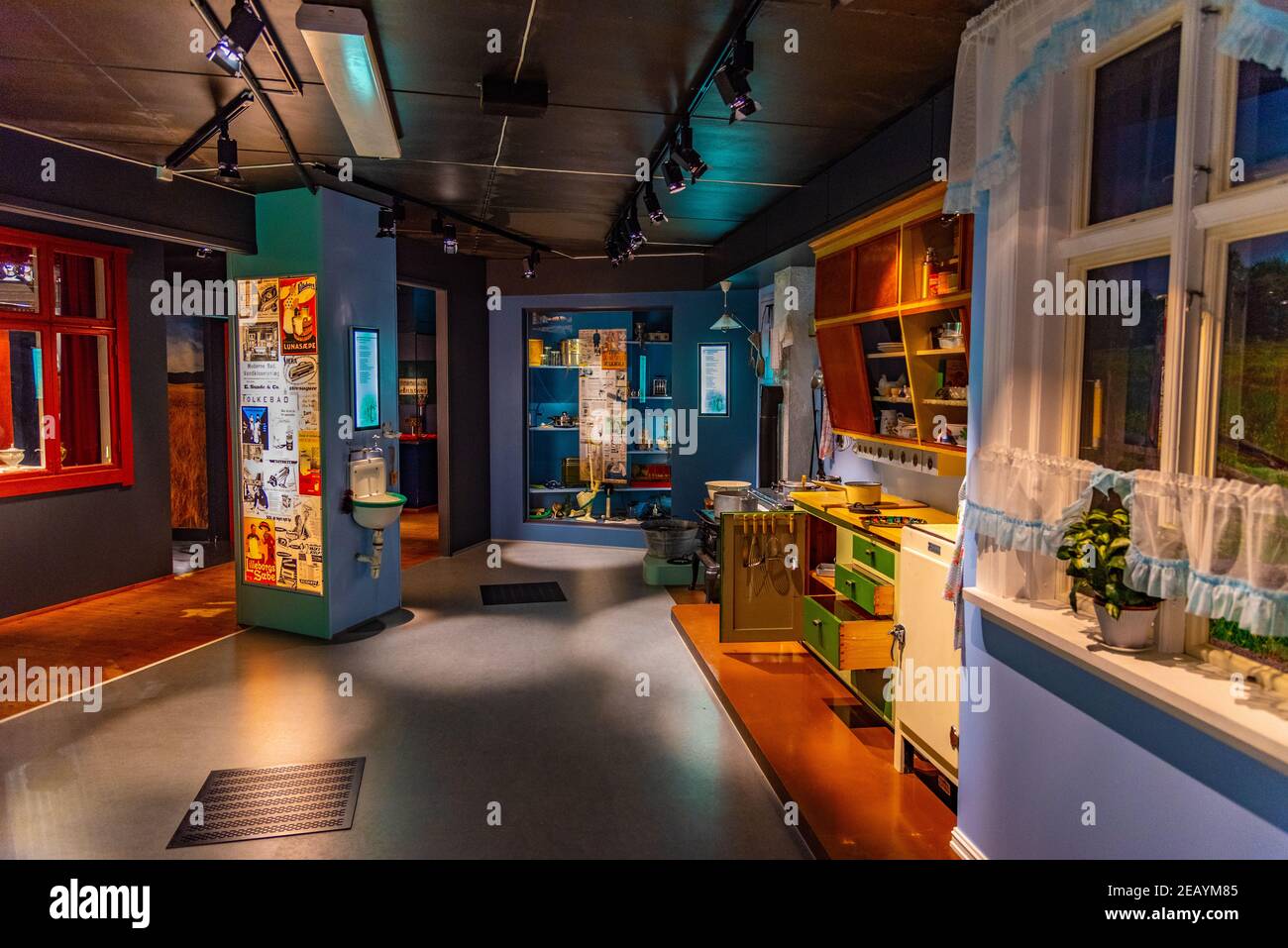 TRONDHEIM, NORWAY, APRIL 17, 2019: Interior of exhibition hall inside ...