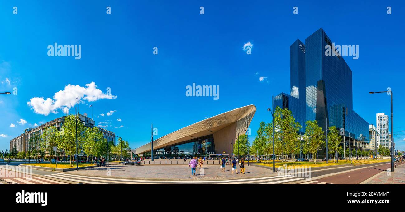 ROTTERDAM, NETHERLANDS, AUGUST 5, 2018: View of the main train station ...