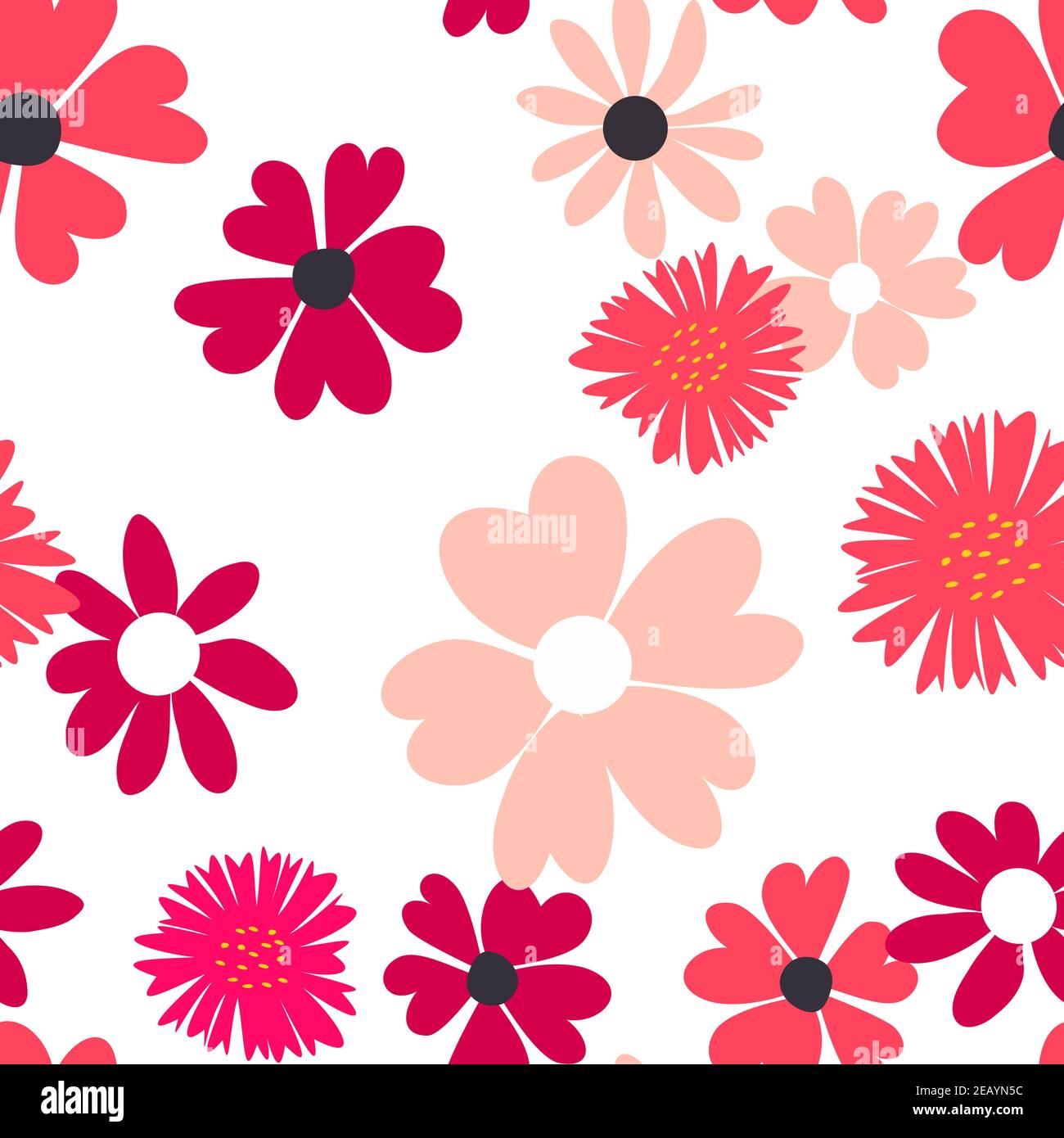 Seamless Pattern Background with Simple Flower Design Elements. Vector ...