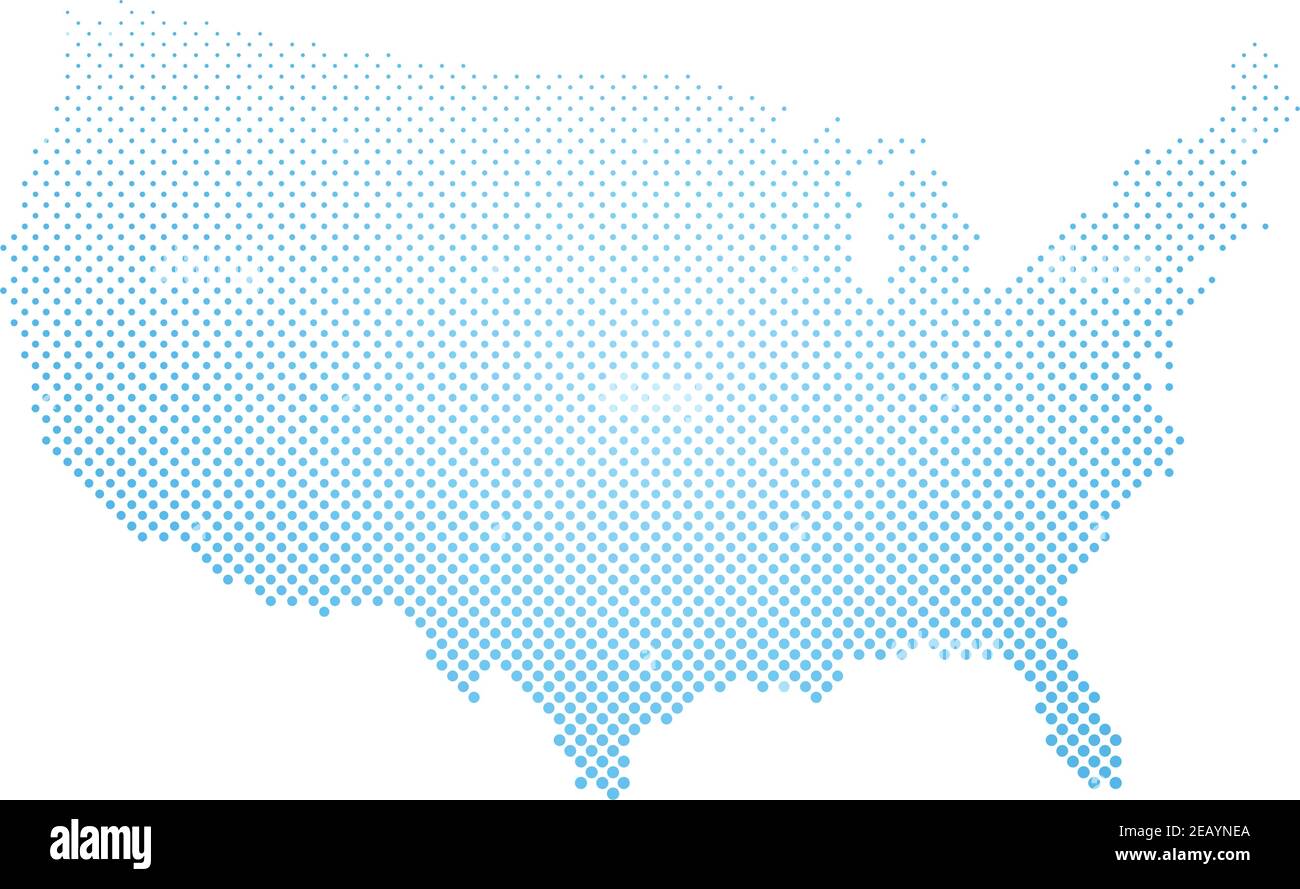 United States of America. Dotted halftone map of USA. Simple flat ...