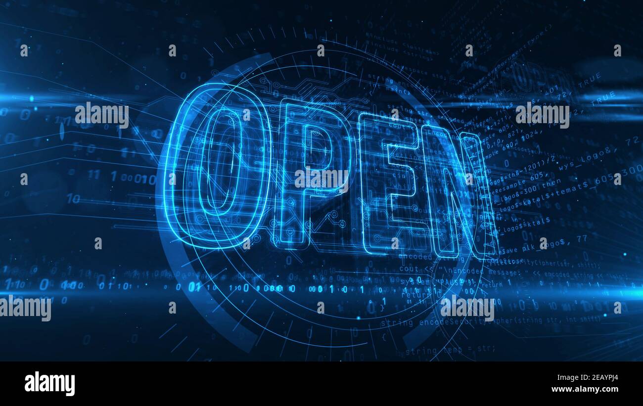 Open source code. Business, shopping, free software and freedom concept ...