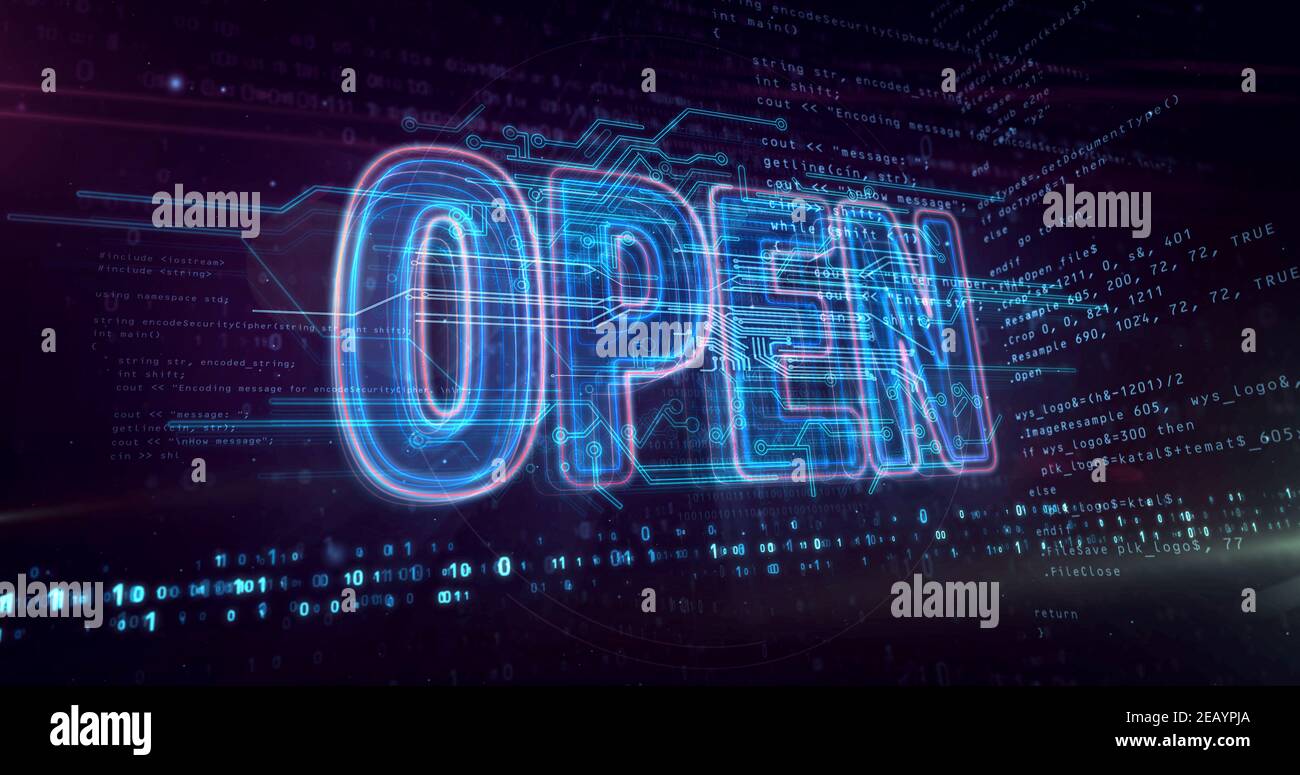 Open source code. Business, shopping, free software and freedom concept ...