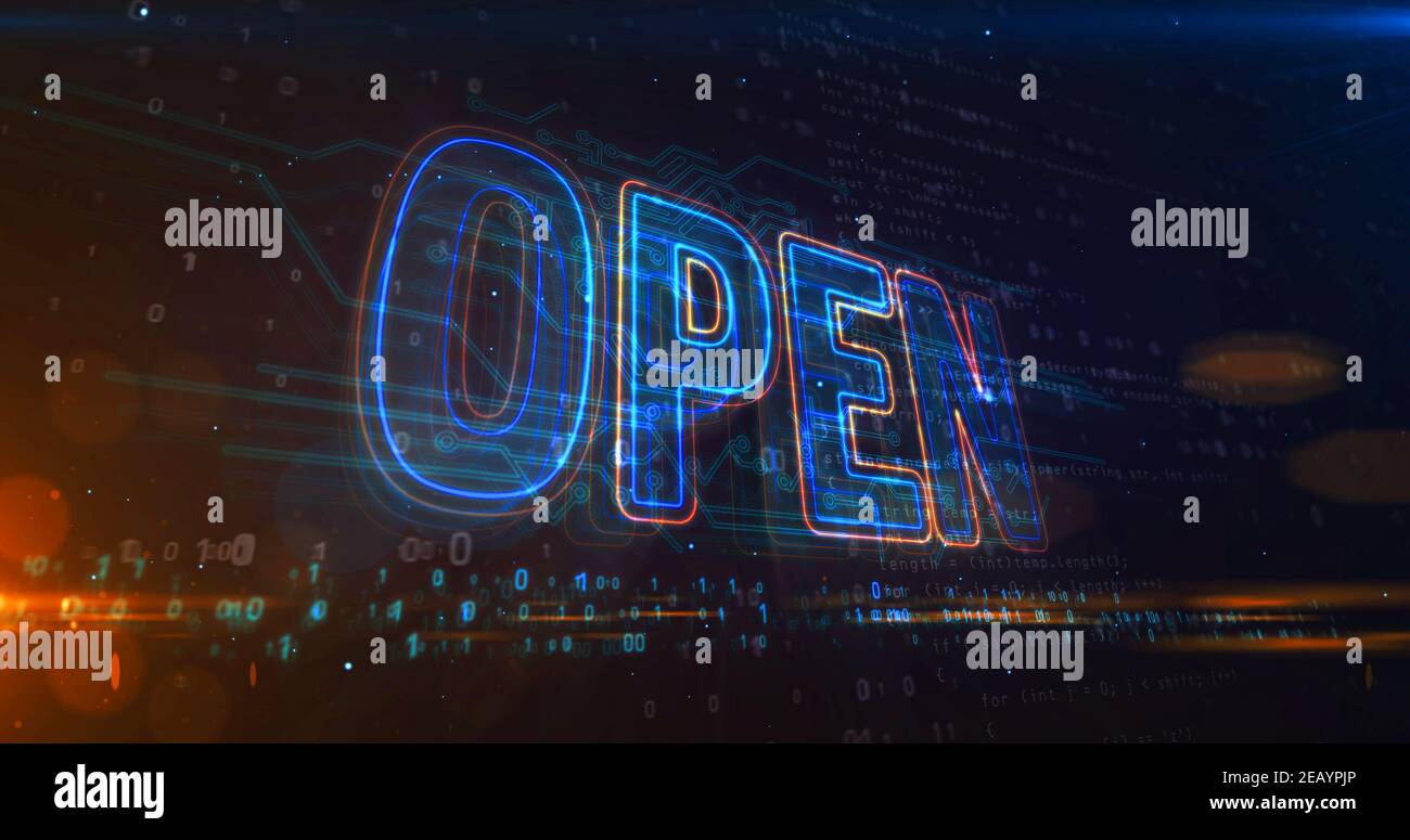 Open source code. Business, shopping, free software and freedom concept ...