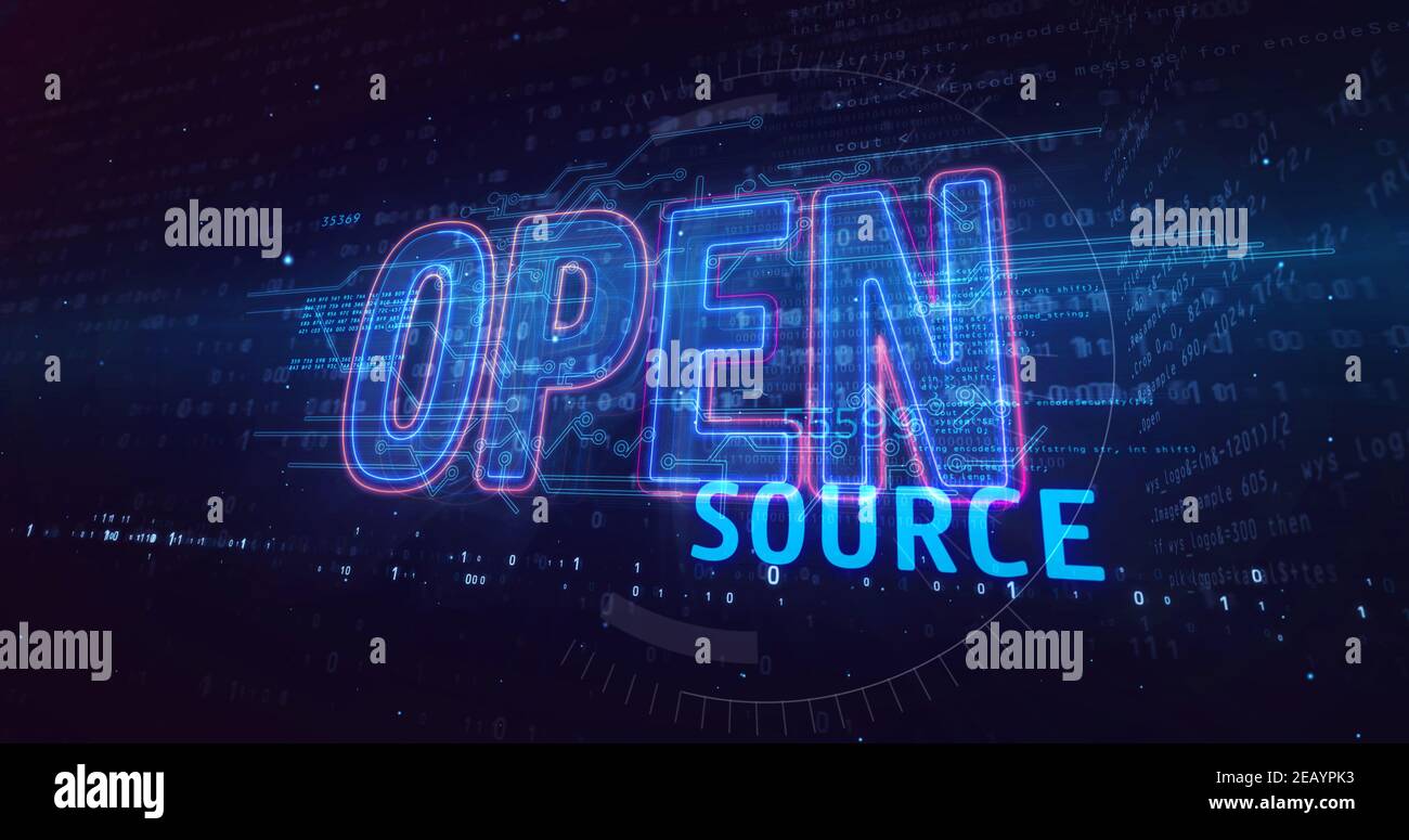 Open source code. Business, shopping, free software and freedom concept ...