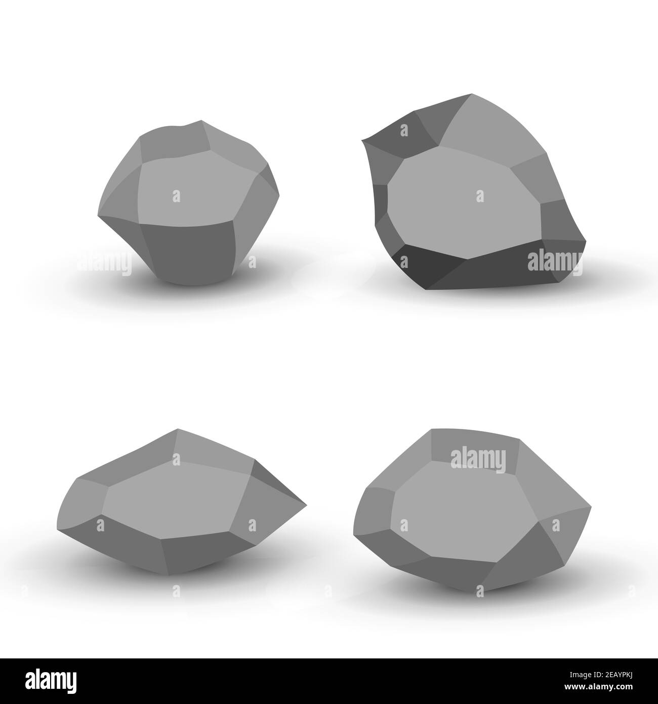 Cartoon stones. Rock stone isometric set. Granite grey boulders ...