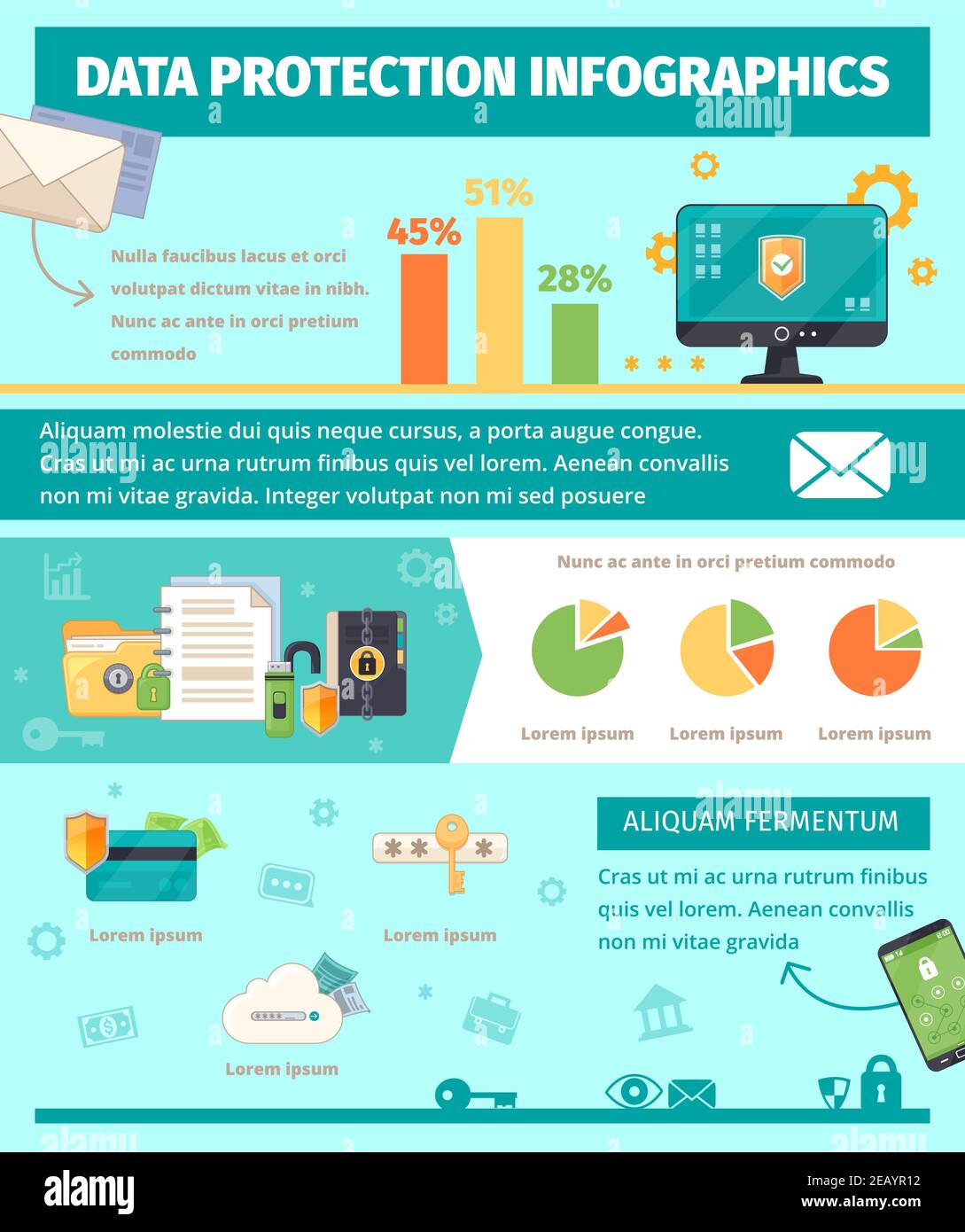 International Internet Security Framework Flat Infographic Poster With Online Data Processing