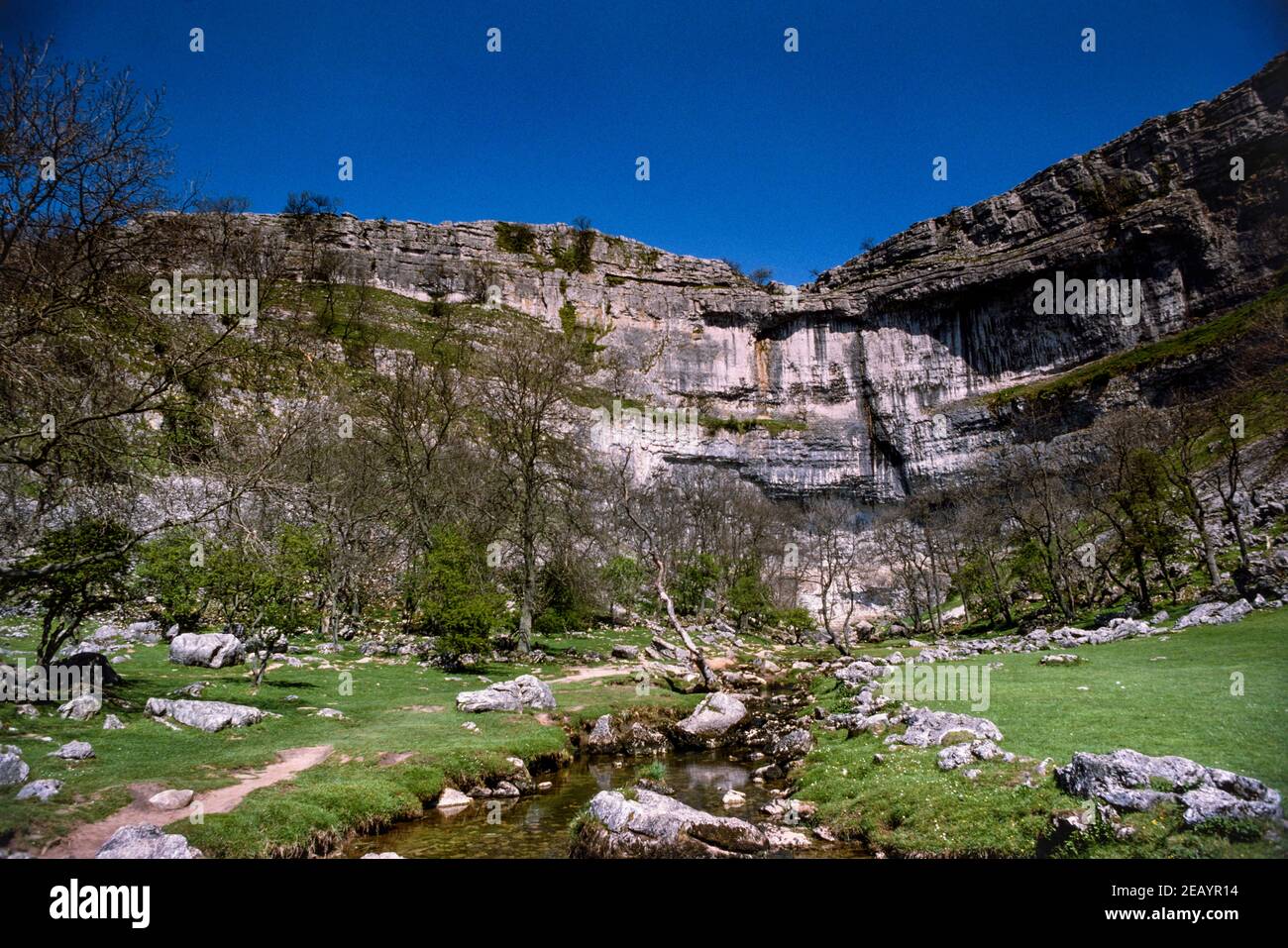 Malham Cove limestone formation Yorkshire Dales 1979 Stock Photo - Alamy