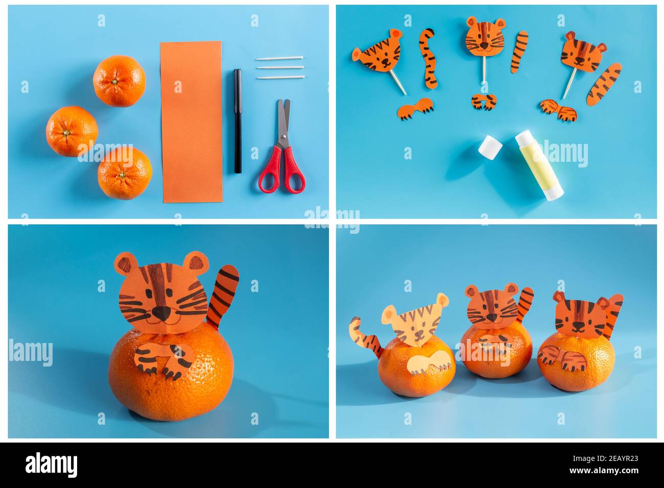 DIY Funny edible tiger from mandarin, tutorial, step by step ...