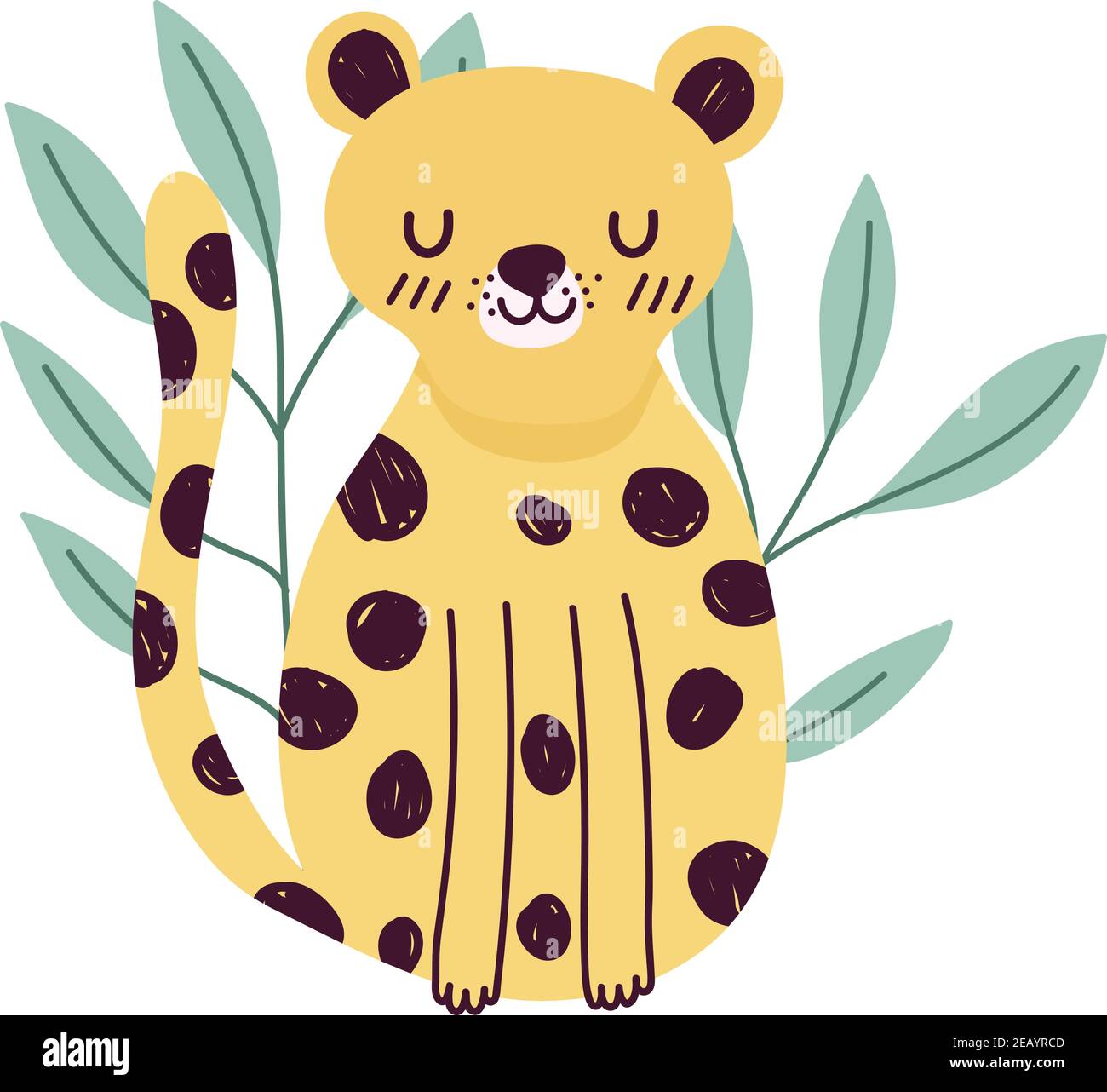 leopard jungle animal wildlife cartoon hand drawn style vector ...