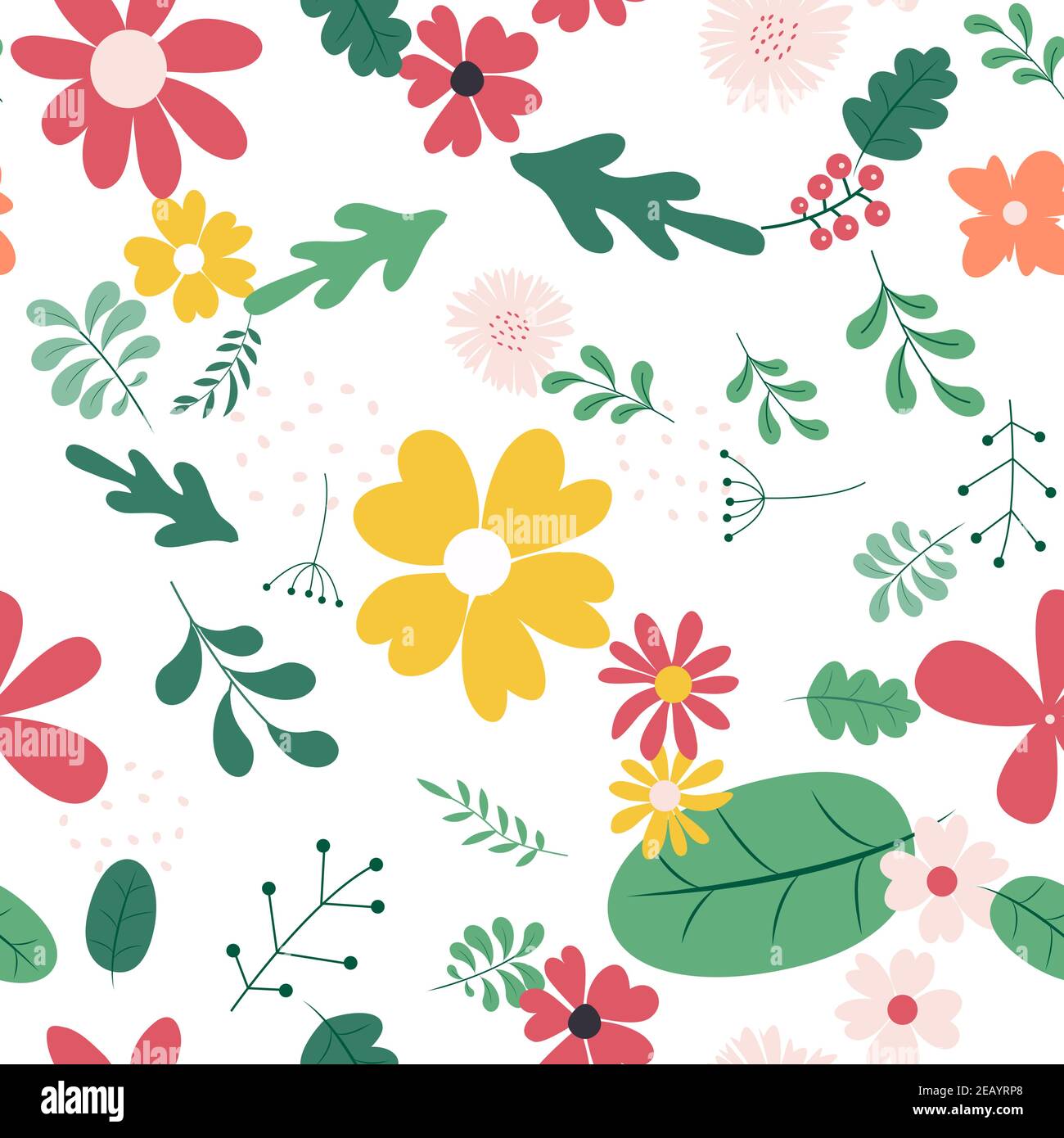 Seamless Pattern Background with Simple Flower Design Elements. Vector ...