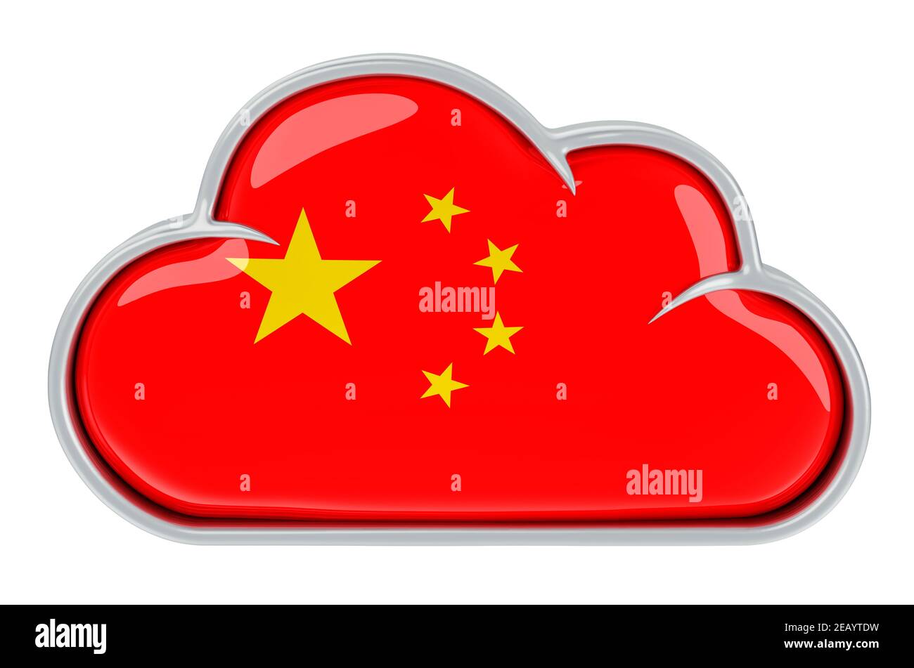 Cloud storage service in China, 3D rendering isolated on white ...