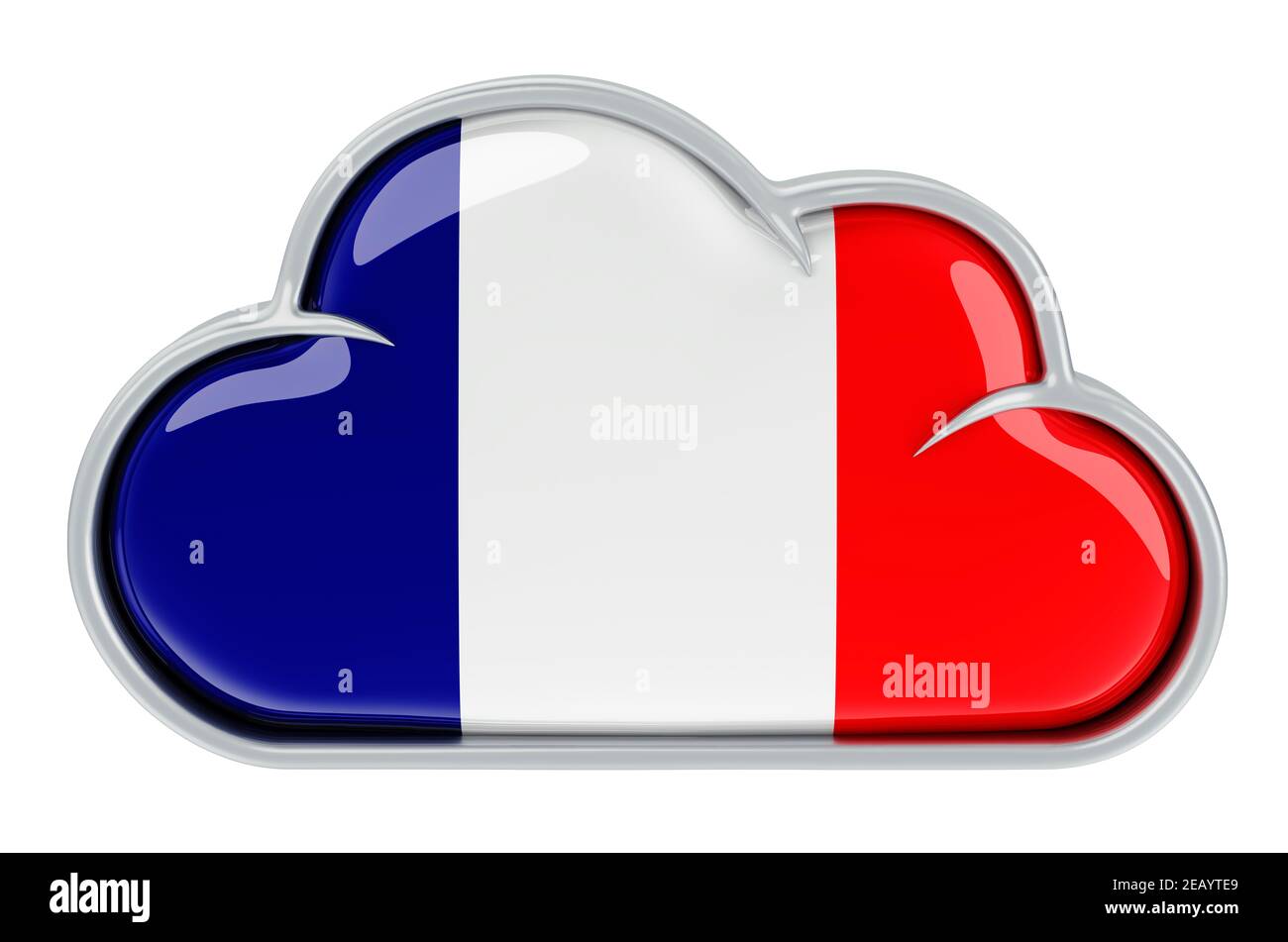 Cloud storage service in France, 3D rendering isolated on white ...
