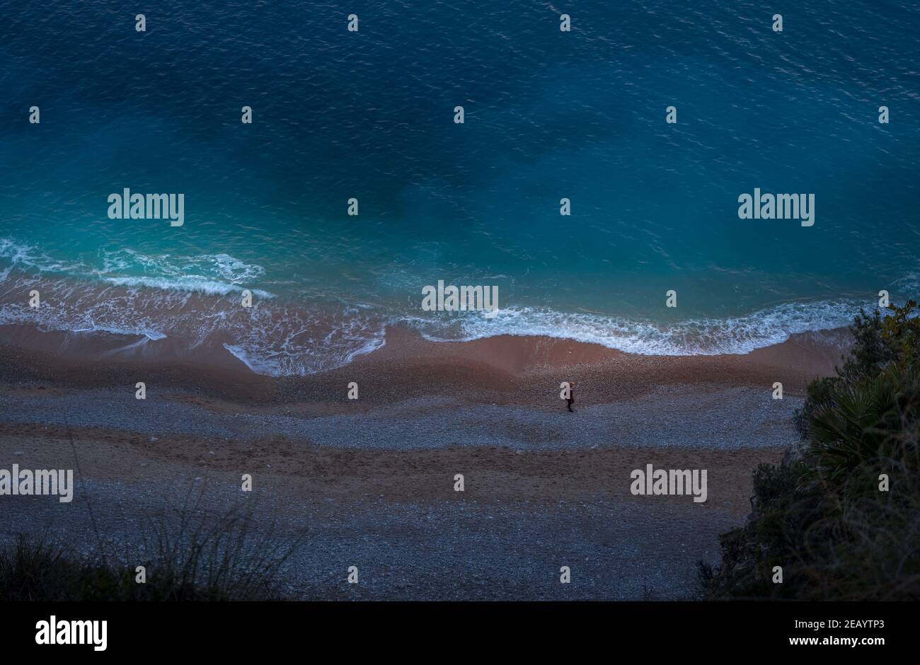 Aerial view of a sea and beach at eve Stock Photo - Alamy