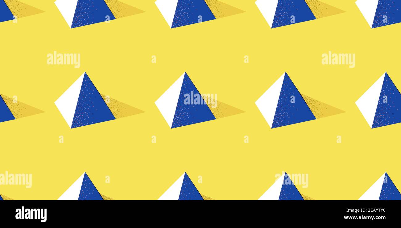 Seamless pattern with pyramid shape on yellow background in modern ...