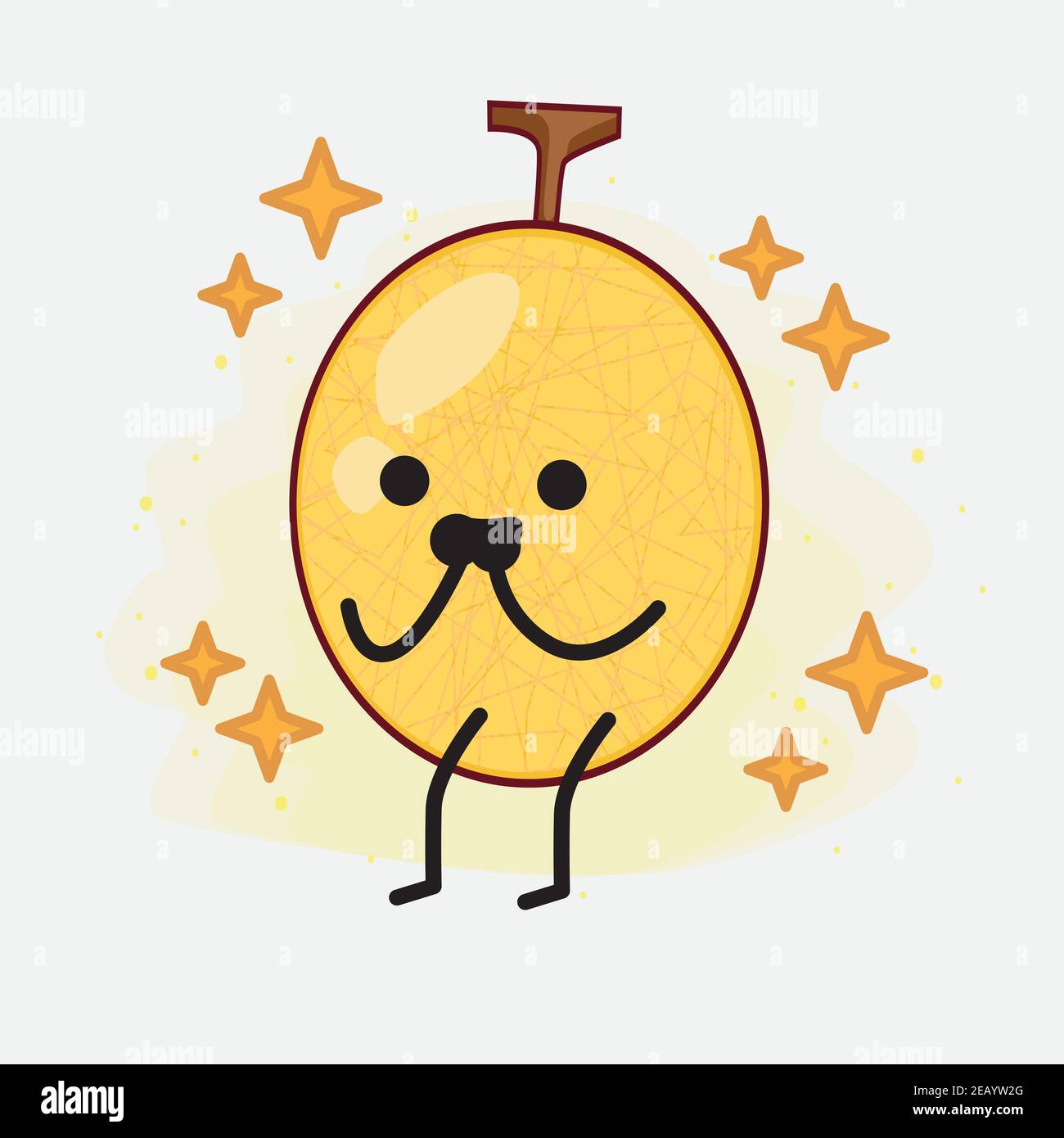 Vector Illustration of Yellow Honeydew Melon Character with cute face ...