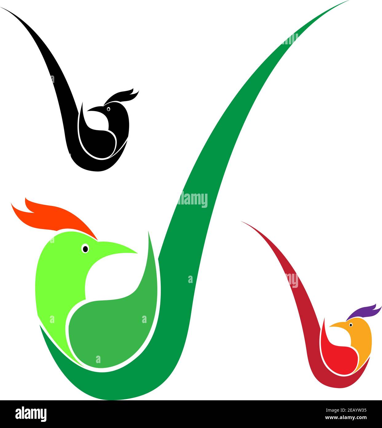 Vector of birds on white background. Easy editable layered vector ...