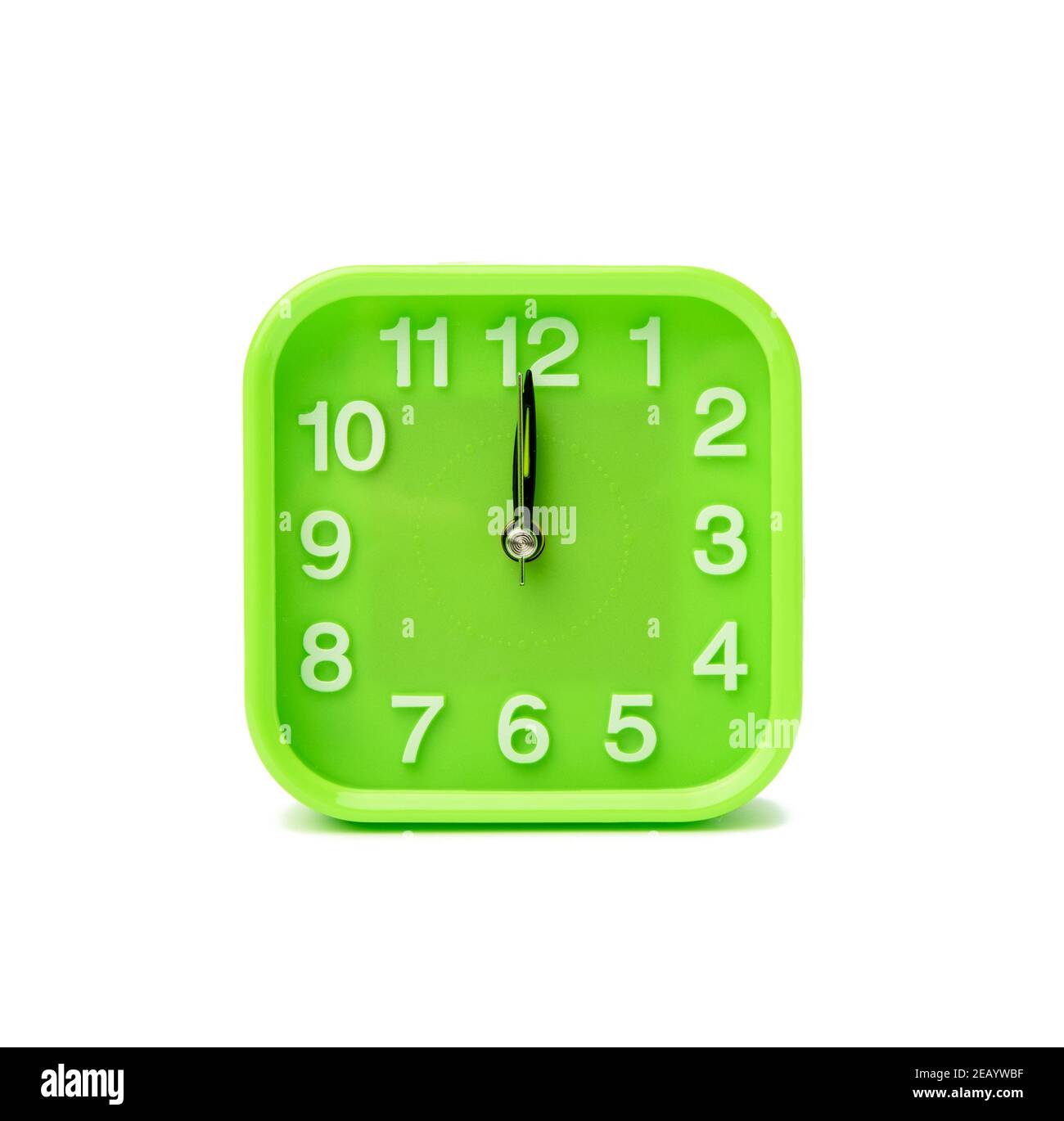 square green clock with white numbers isolated on white background ...