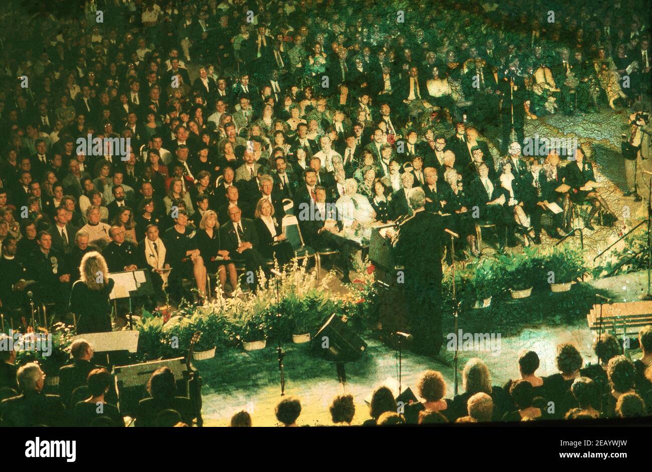 April 23, 1995, Oklahoma City, OK: Pres. Bill Clinton delivers eulogy ...