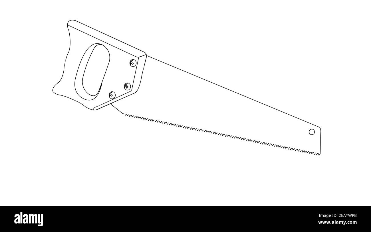 Vector Isolated Black and White Illustration of a Handsaw Stock Vector ...