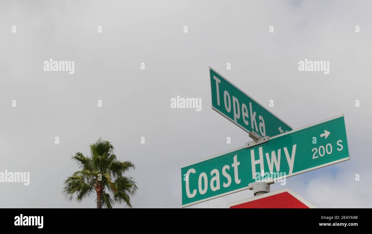 Pacific Coast Highway, historic route 101 road sign, tourist ...