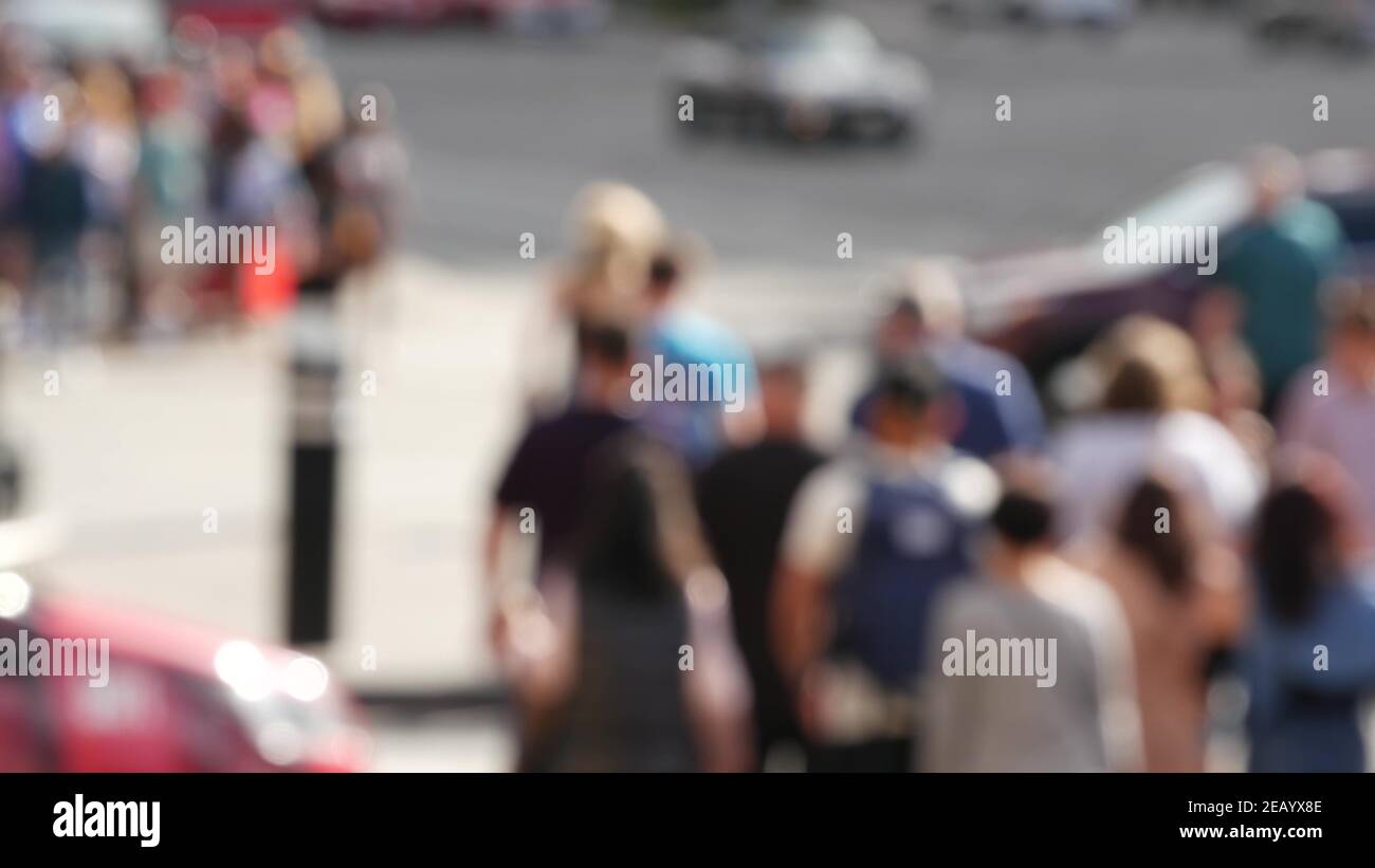 Defocused crowd of people, road intersection crosswalk on The Strip of ...