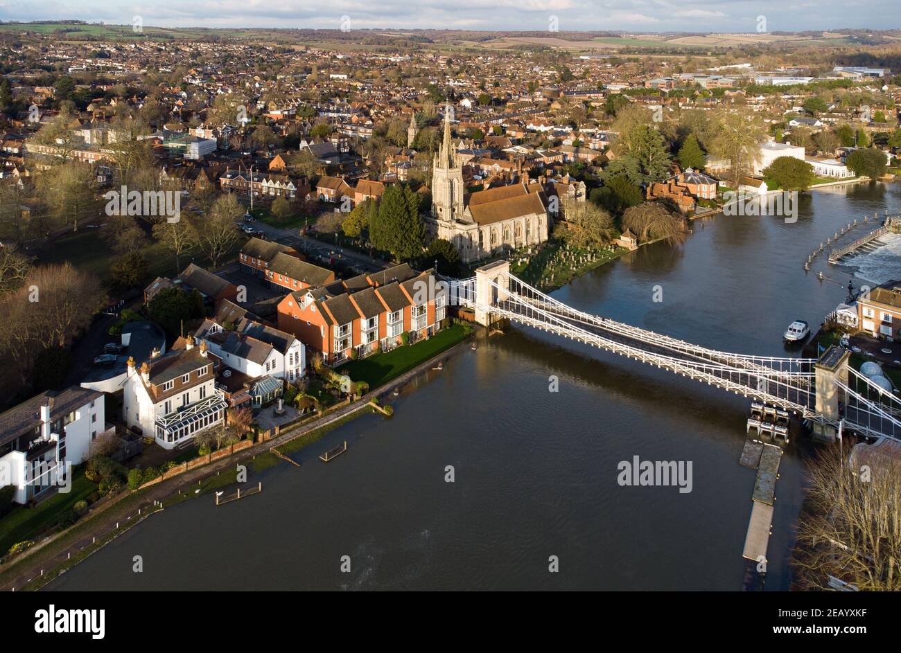 The town of Marlow, Buckinghamshire from the air Stock Photo - Alamy