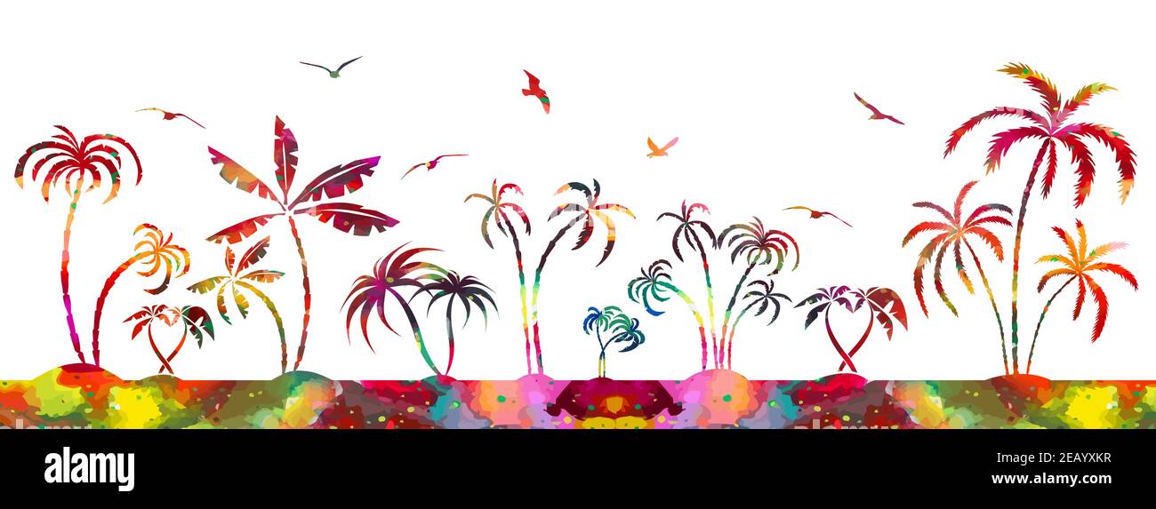 Multi-colored palms trees. Vector illustration Stock Vector Image & Art ...