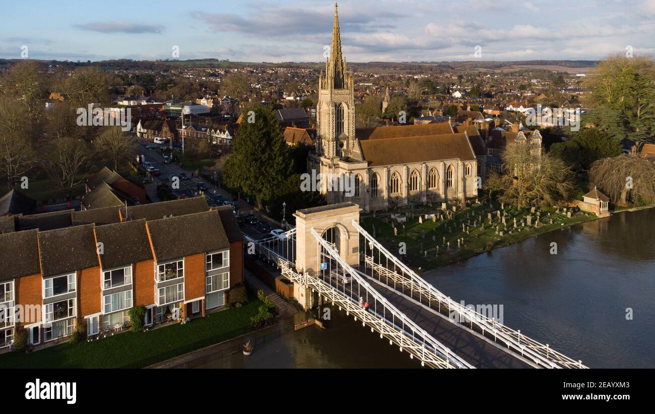 The town of Marlow, Buckinghamshire from the air Stock Photo - Alamy