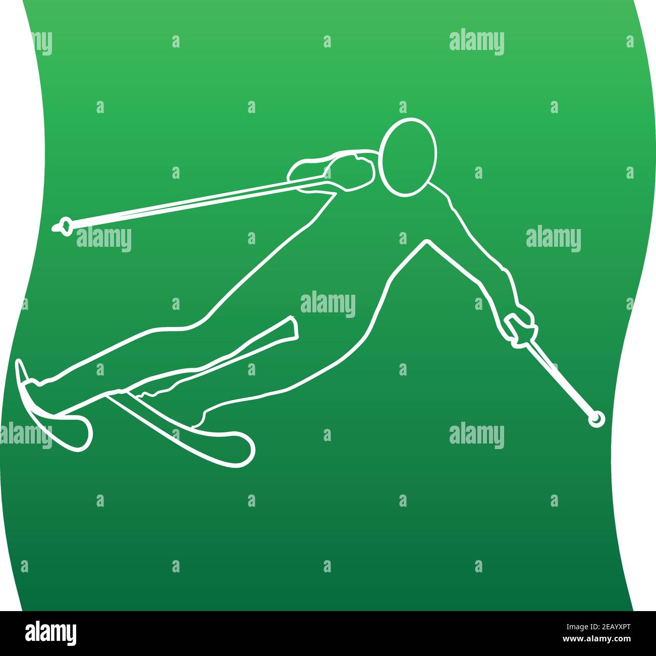 Alpine skiing silhouette line icon of a sports set. Vector EPS 10 Stock ...
