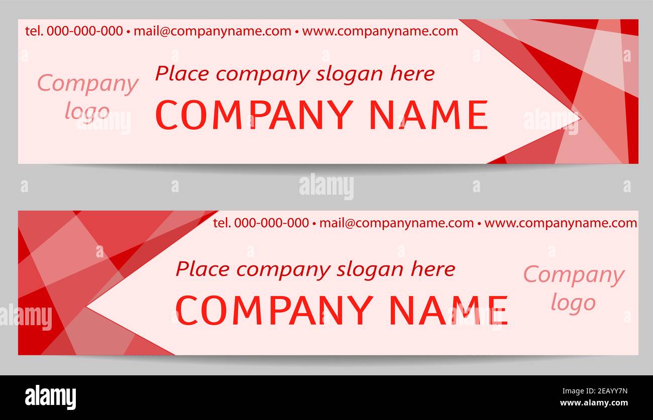 Two red business banners. Geometric minimalistic template, light ...