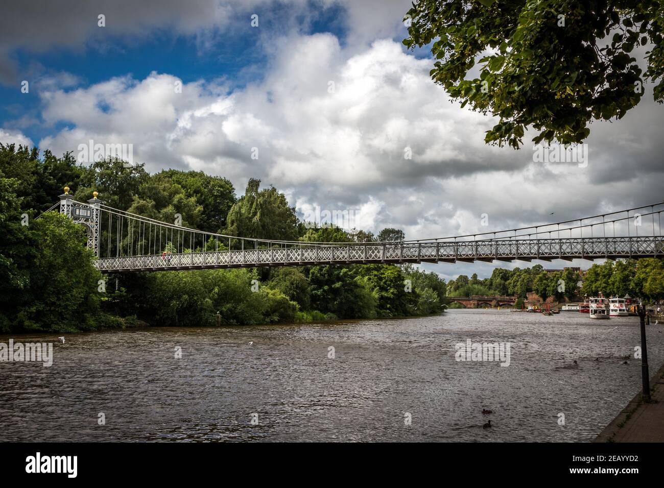 Queens Park Suspension Bridge over River Dee, Chester Stock Photo - Alamy