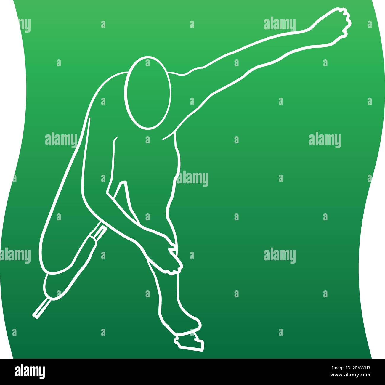 Speed skating, stylized silhouette line icon of a sports set. Vector ...