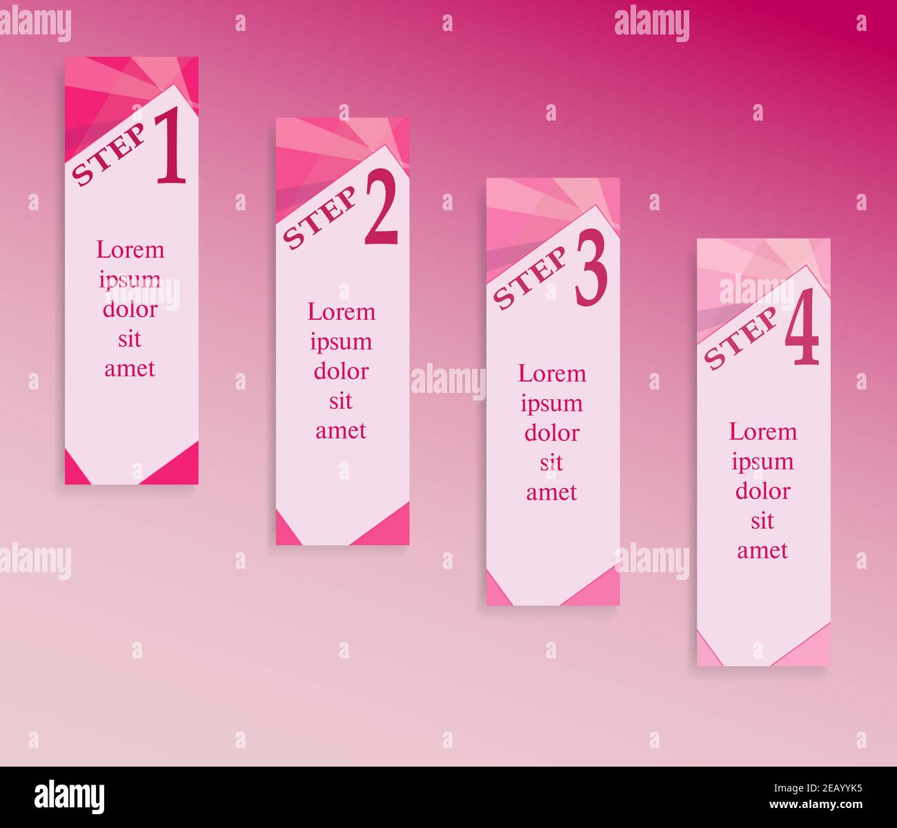 Business target concept Four steps. Pink pointers for infographic, plan ...