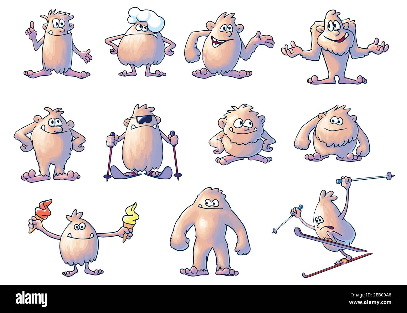 Yeti - set of illustrations, cartoon illustration isolated on white ...