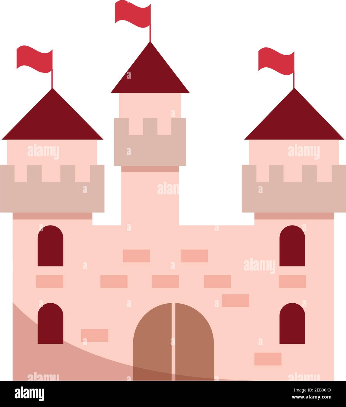castle fantasy kingdom with flags flat design vector illustration Stock ...